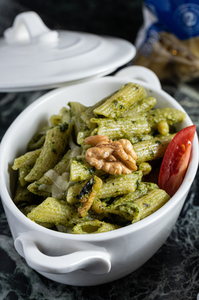 Massa ao Pesto de Manjericão - Liane Alimentos